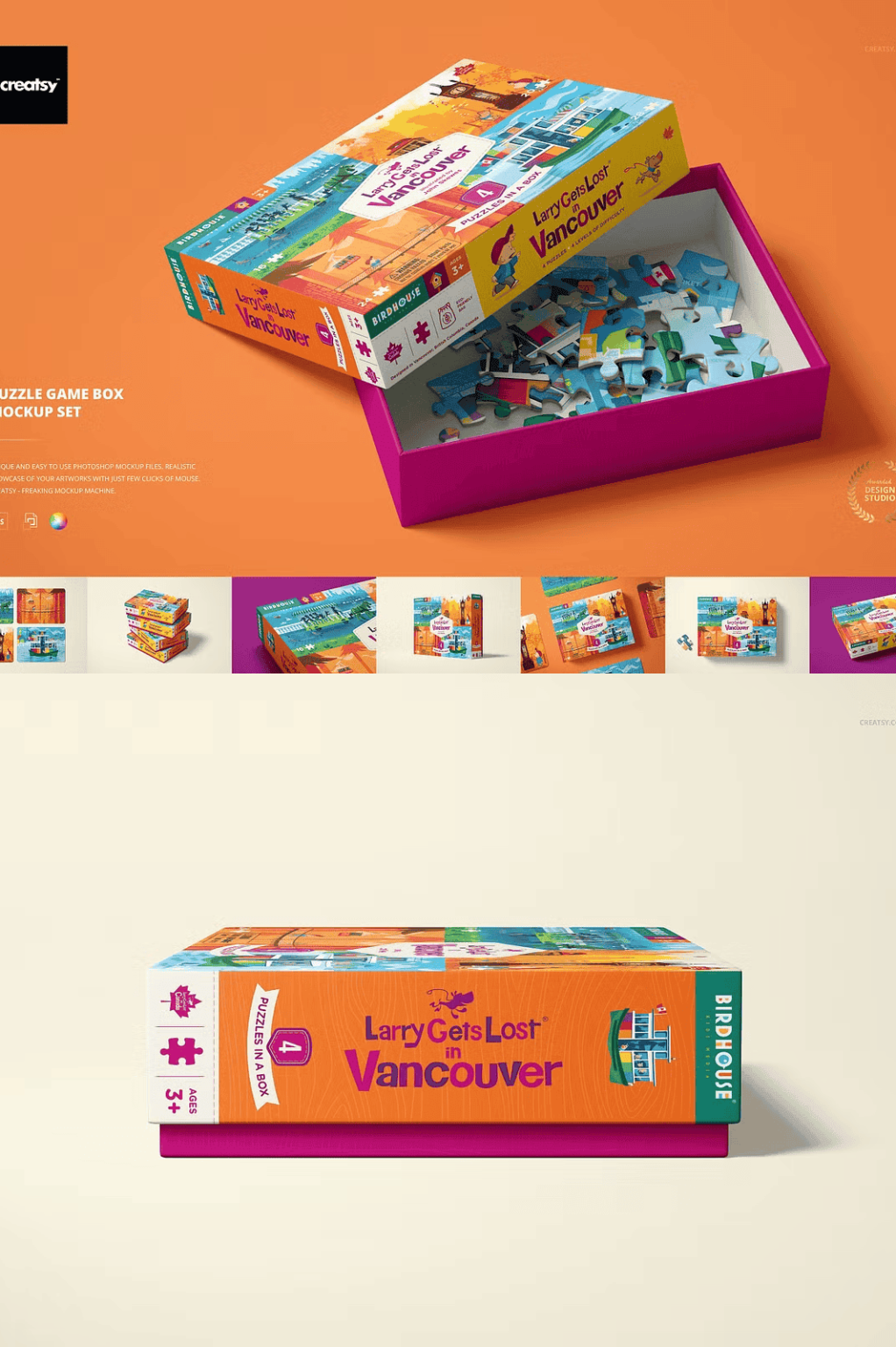 Puzzle Game Box Mockup Set - The Danny - Mockup Design Resources