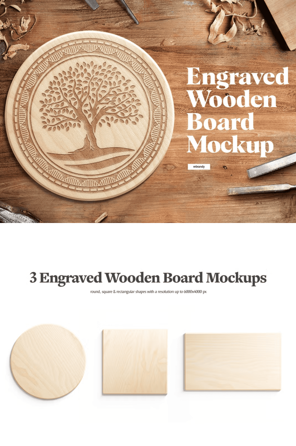 Engraved Wooden Board Mockups - The Danny - Mockup Design Resources