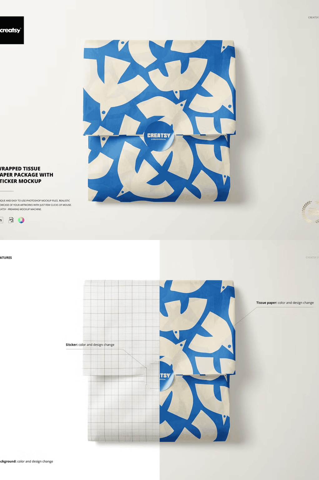 Wrapped Tissue Paper Mockup Sticker - The Danny - Mockup Design Resources