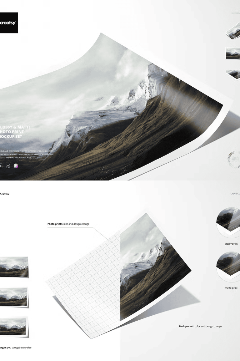 Glossy & Matte Photo Print Mockup - The Danny - Mockup Design Resources