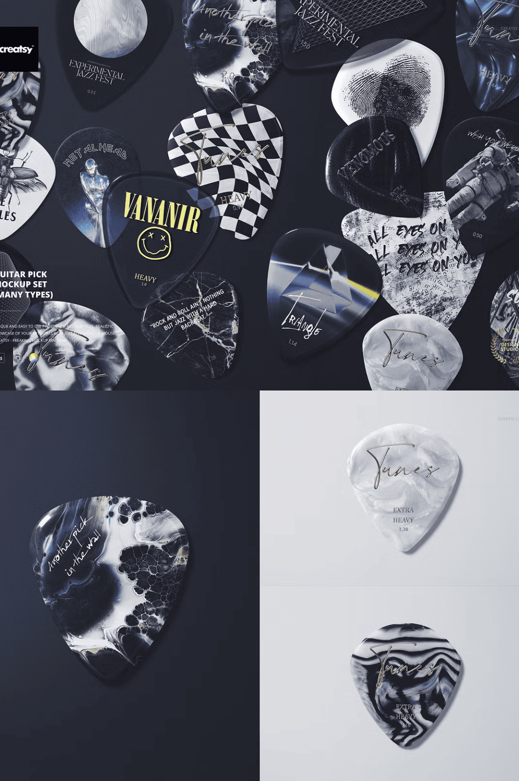 Guitar Pick Mockup Set (Many Types) - The Danny - Mockup Design Resources
