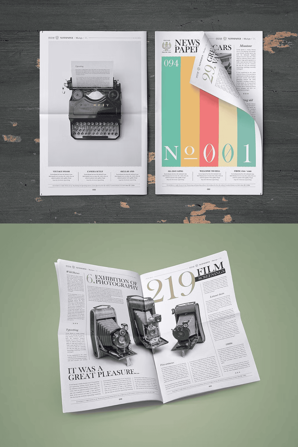 Newspaper Mock-Up Set - The Danny - Mockup Design Resources