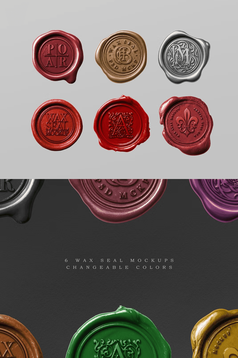 Wax Seal Mockup Set – 6 Stamps - The Danny - Mockup Design Resources