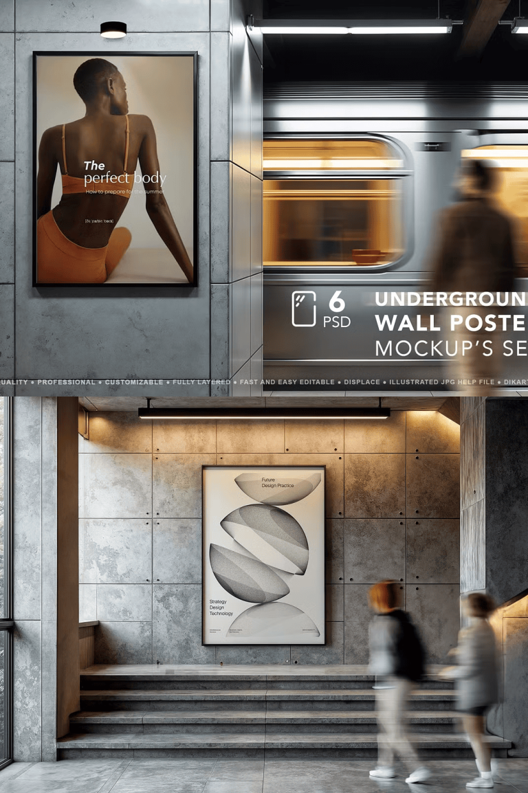 Underground Wall Poster Mockups - The Danny - Mockup Design Resources