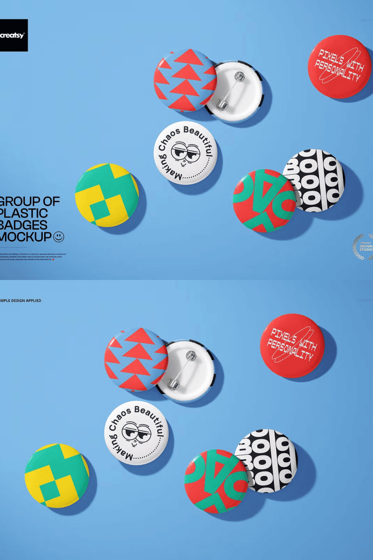 Group of Plastic Badges Mockup - The Danny - Mockup Design Resources